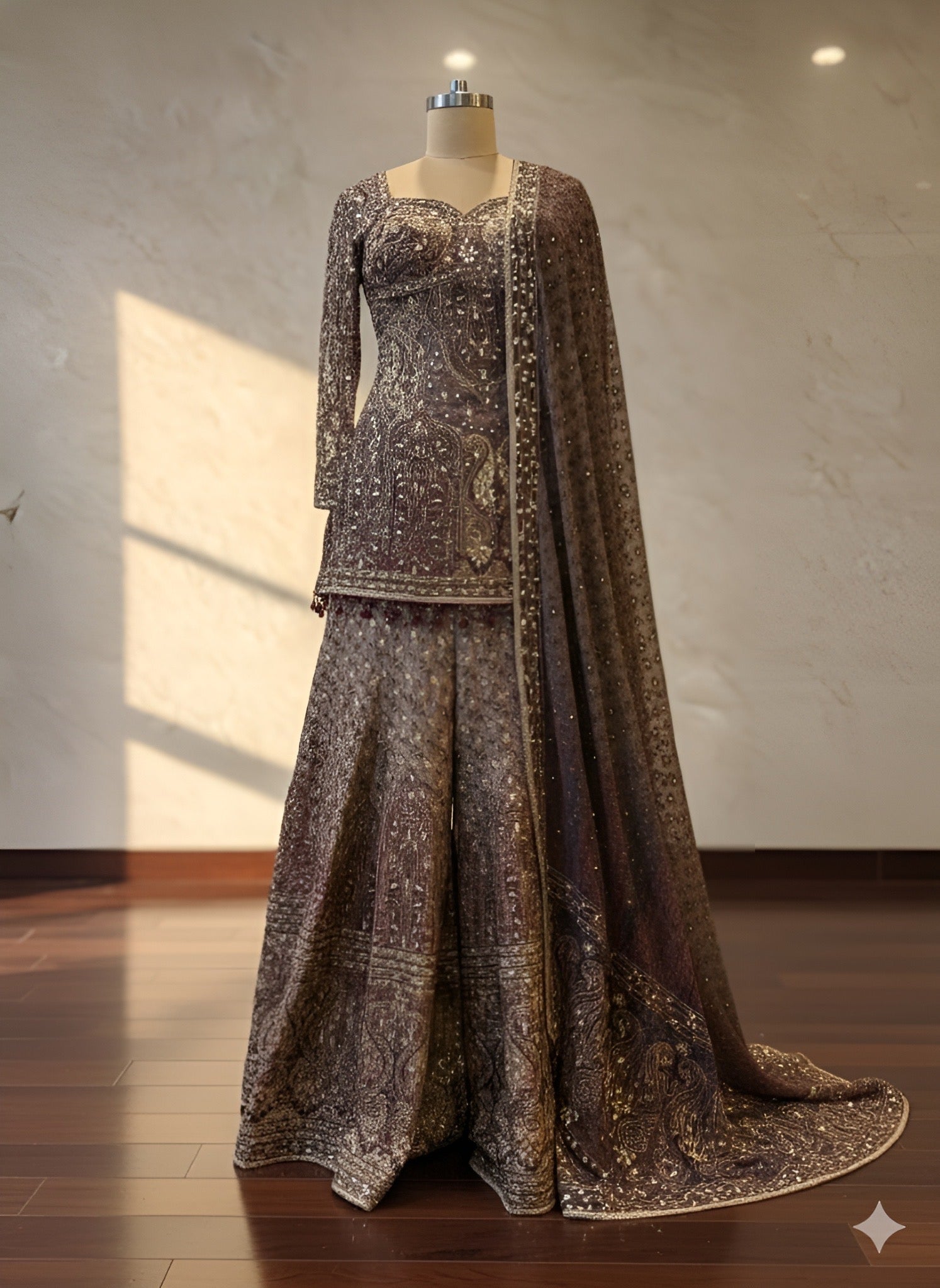 Coffee Brown Sharara Set – Ethnit by linkspace India